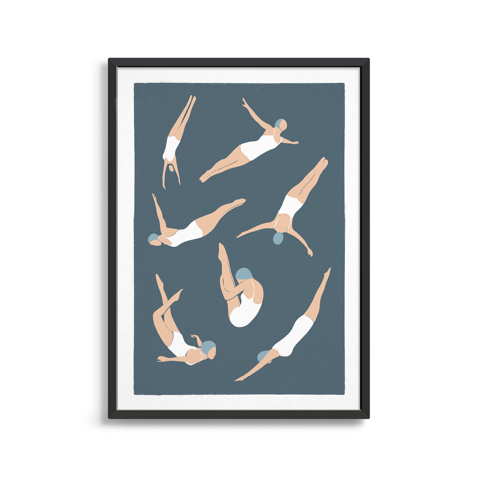 Swimming Poster / Screen Print Style Art Print / Vintage Retro Diving ...