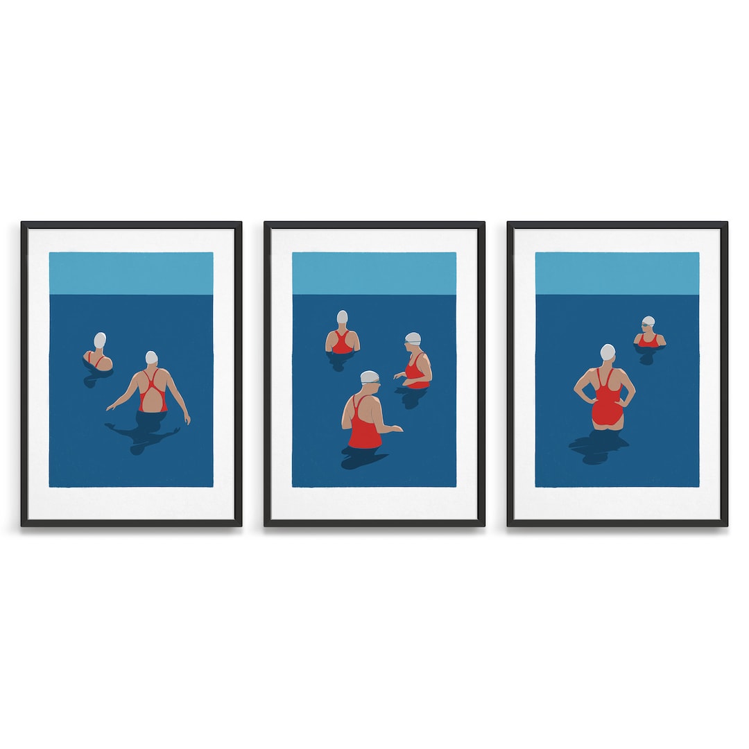Set of 3 Bathroom Posters / Wild Swim Prints for a Gallery Wall ...