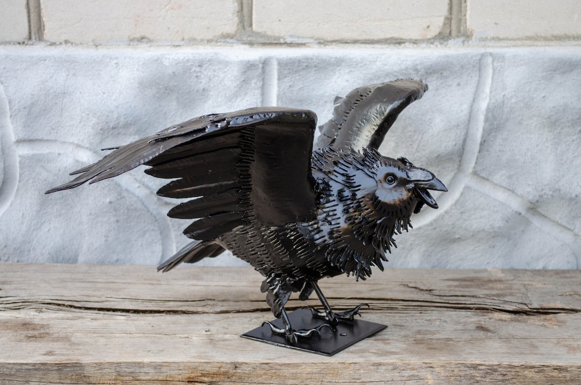 Wrought Iron Crow Wrought Iron Sculpture Iron Bird. - Etsy