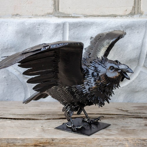 Wrought Iron Crow Wrought Iron Sculpture Iron Bird. - Etsy