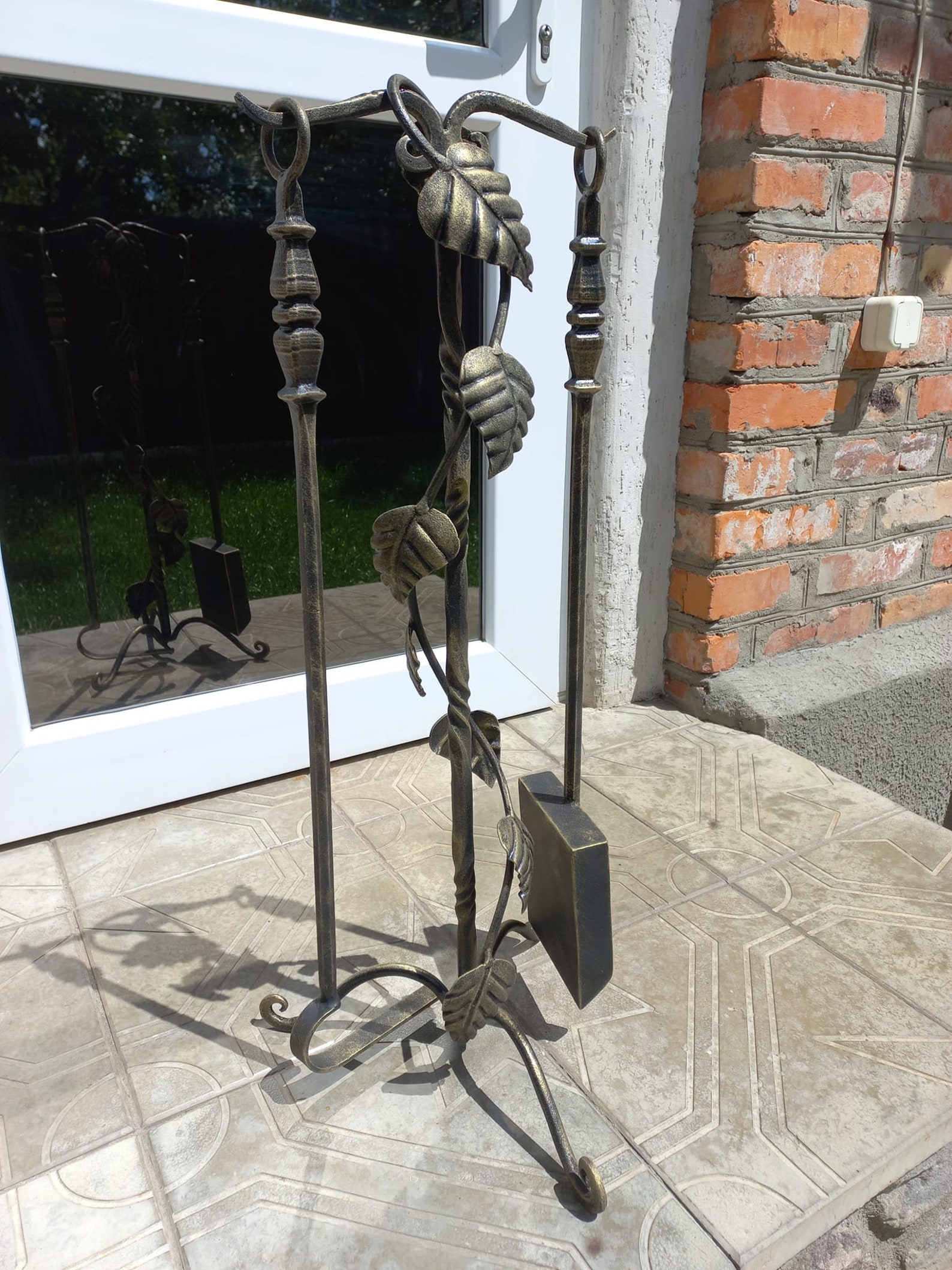 Wrought Iron Fireplace Set. Wrought Iron Poker and Scoop on a Stand - Etsy