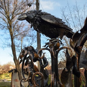 Wrought Iron Crow, Crow Sculpture. - Etsy