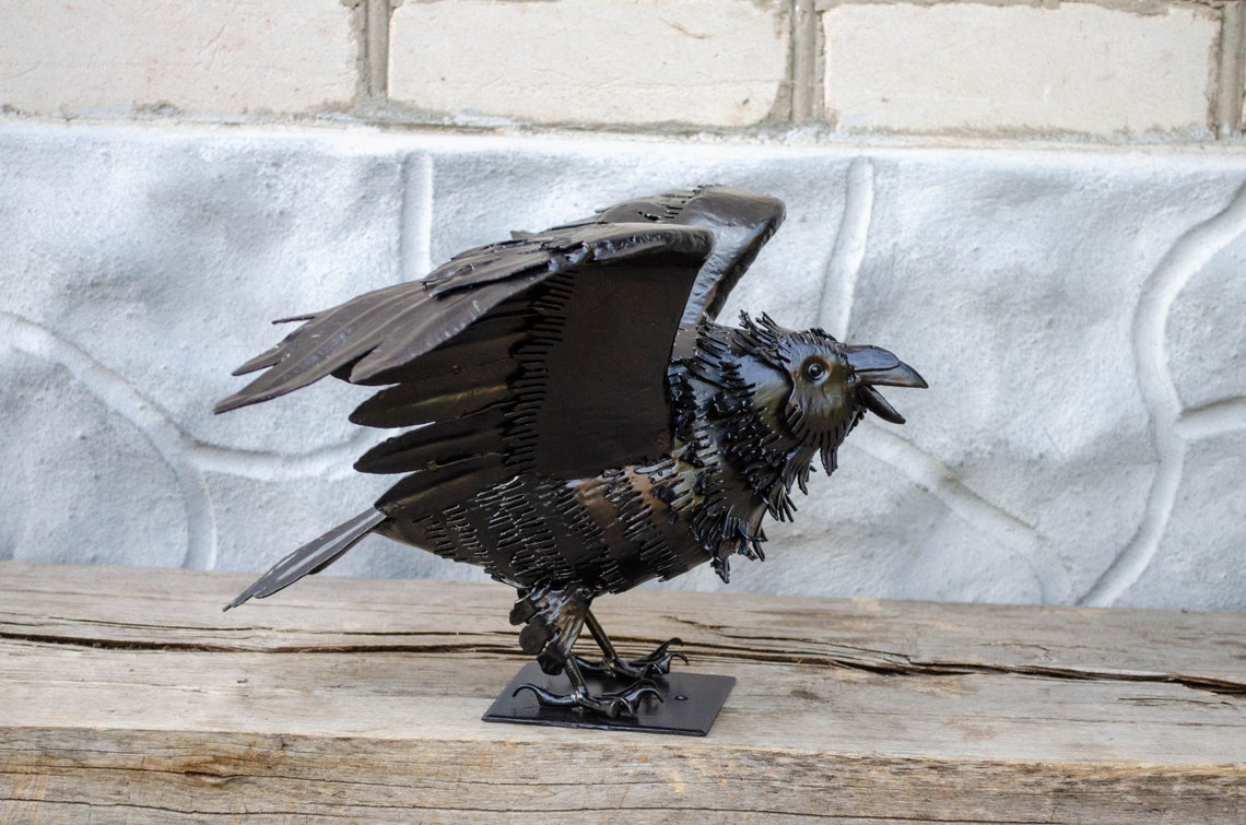 Wrought Iron Crow Wrought Iron Sculpture Iron Bird. - Etsy
