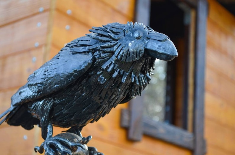 Wrought Iron Crow, Crow Sculpture. - Etsy