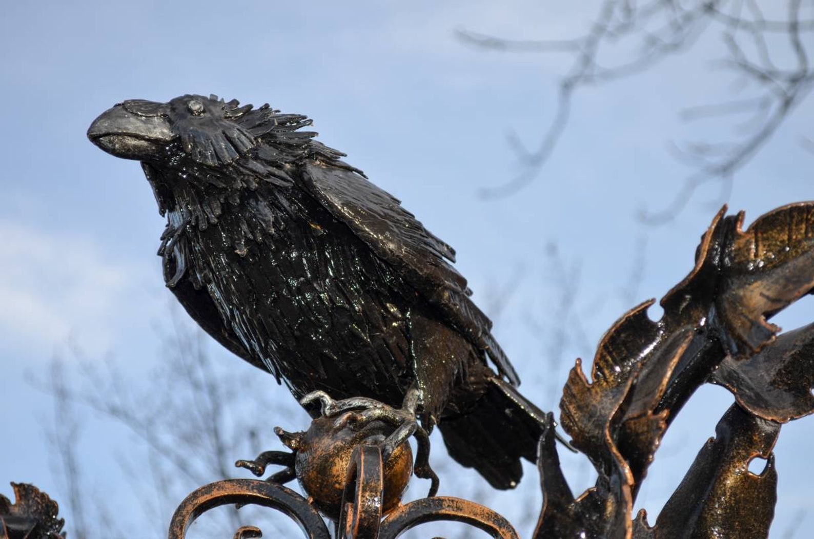 Wrought Iron Crow, Crow Sculpture. - Etsy