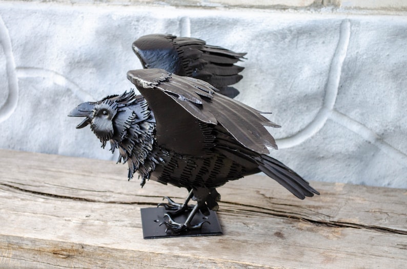 Wrought Iron Crow Wrought Iron Sculpture Iron Bird. - Etsy
