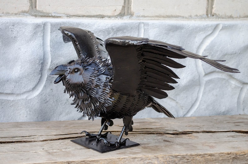 Wrought Iron Crow Wrought Iron Sculpture Iron Bird. - Etsy