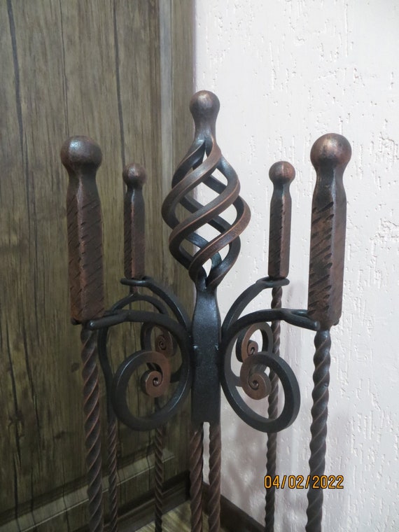Wrought Iron Fireplace Set. Wrought Iron Poker and Scoop on a - Etsy Canada