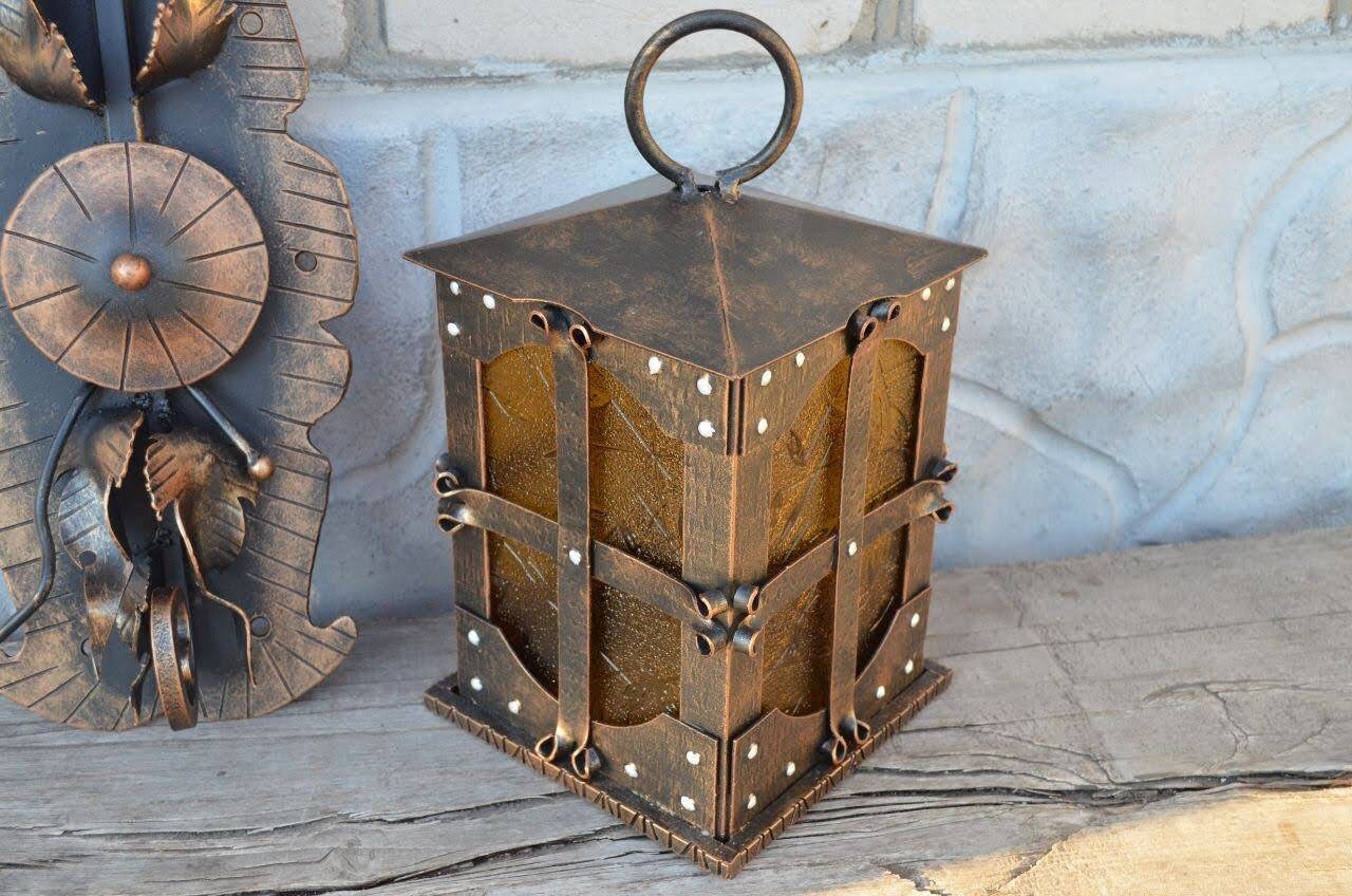 Forged Wall Lantern Hand Forged Lamp Wall Sconce - Etsy