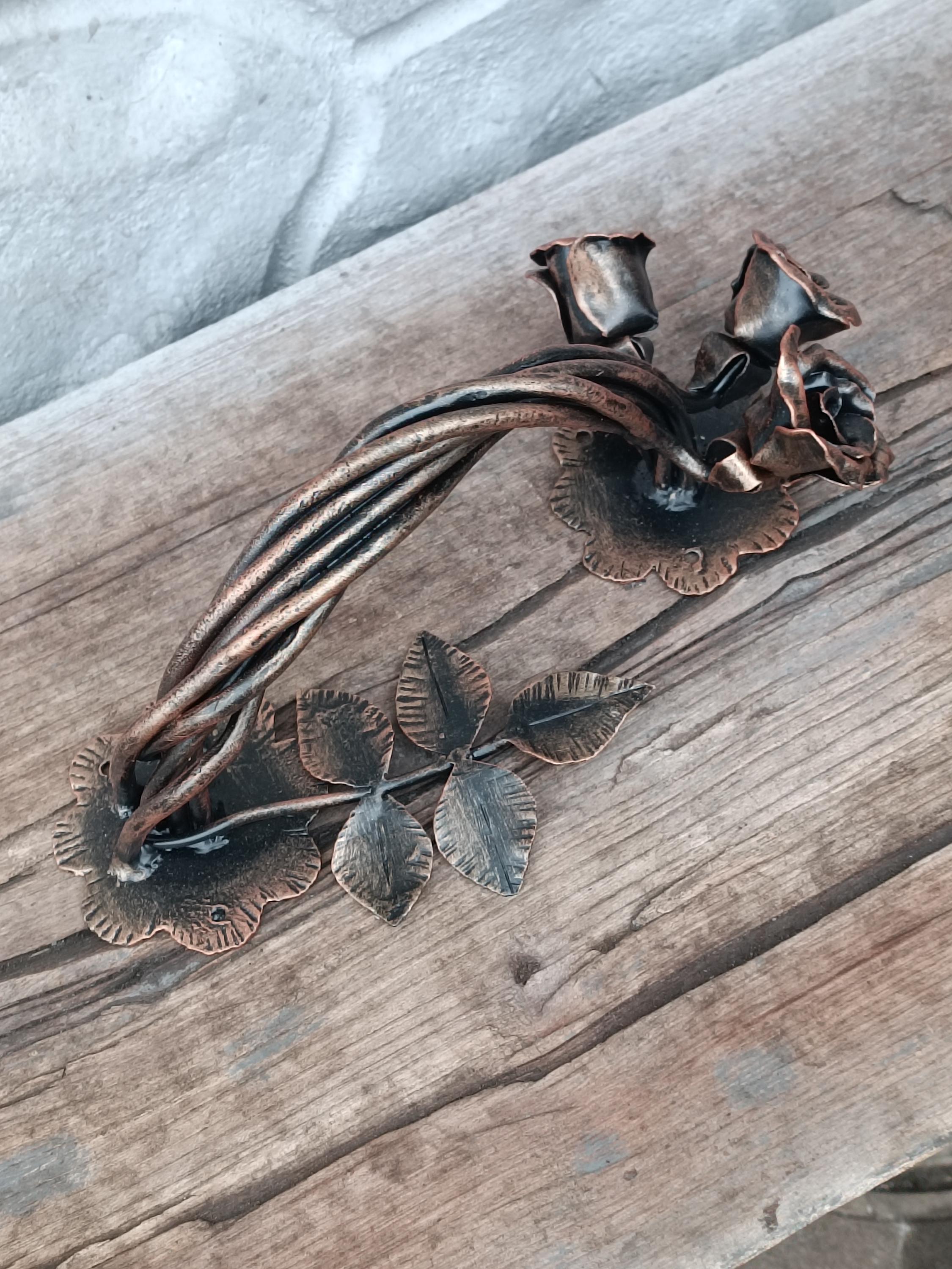 Forged Rose Door Handle - Etsy