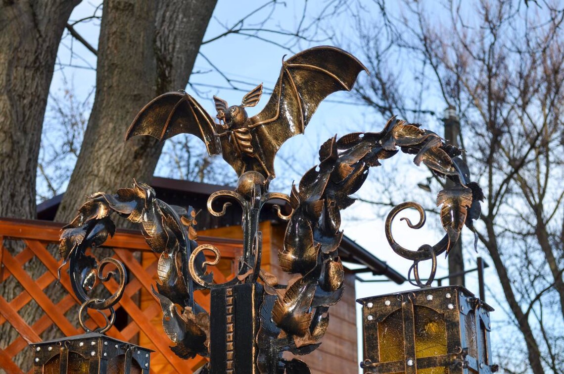 Wrought Bat Bat Sculpture Garden Decor Home Decor Steel - Etsy