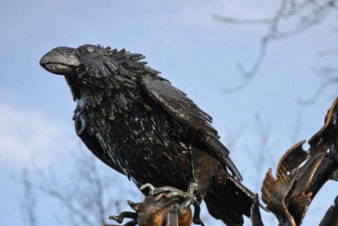 Wrought Iron Crow - , Crow Sculpture. - Etsy
