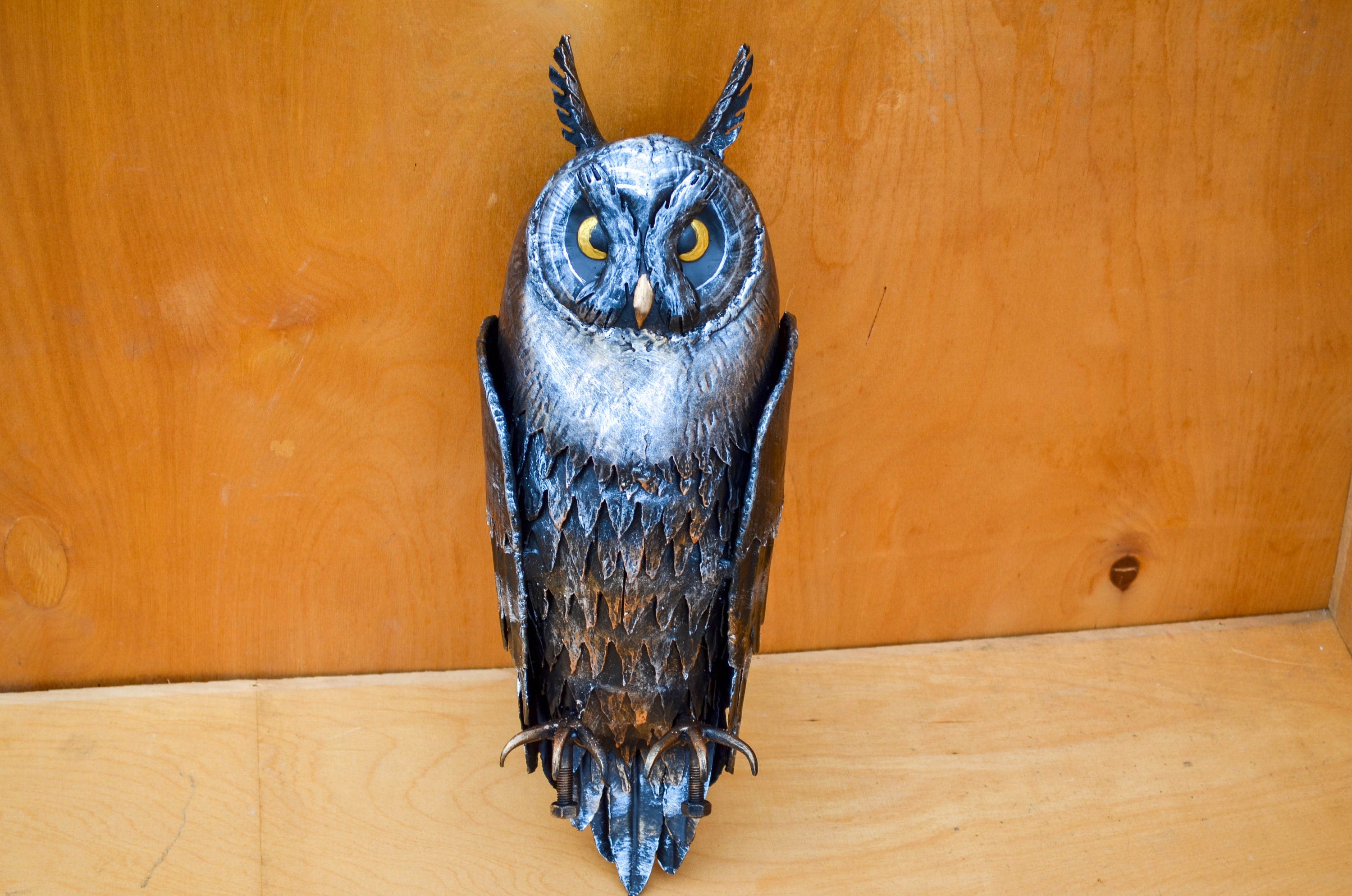 Wrought Iron Owl, Owl Sculpture. - Etsy