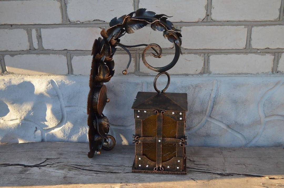 Forged Wall Lantern, Hand Forged Lamp, Wall Sconce - Etsy