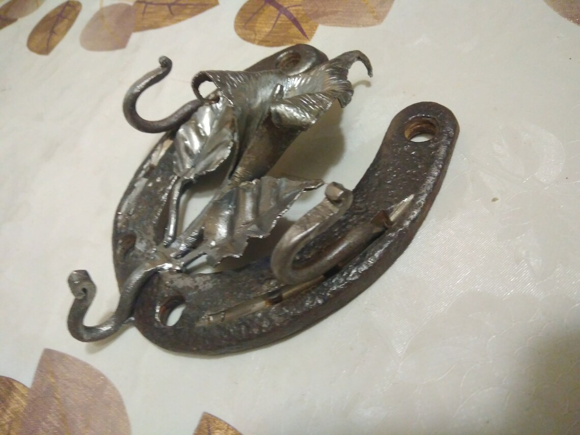 Key Hanger,hook Rack Wall,forged Flower, - Etsy