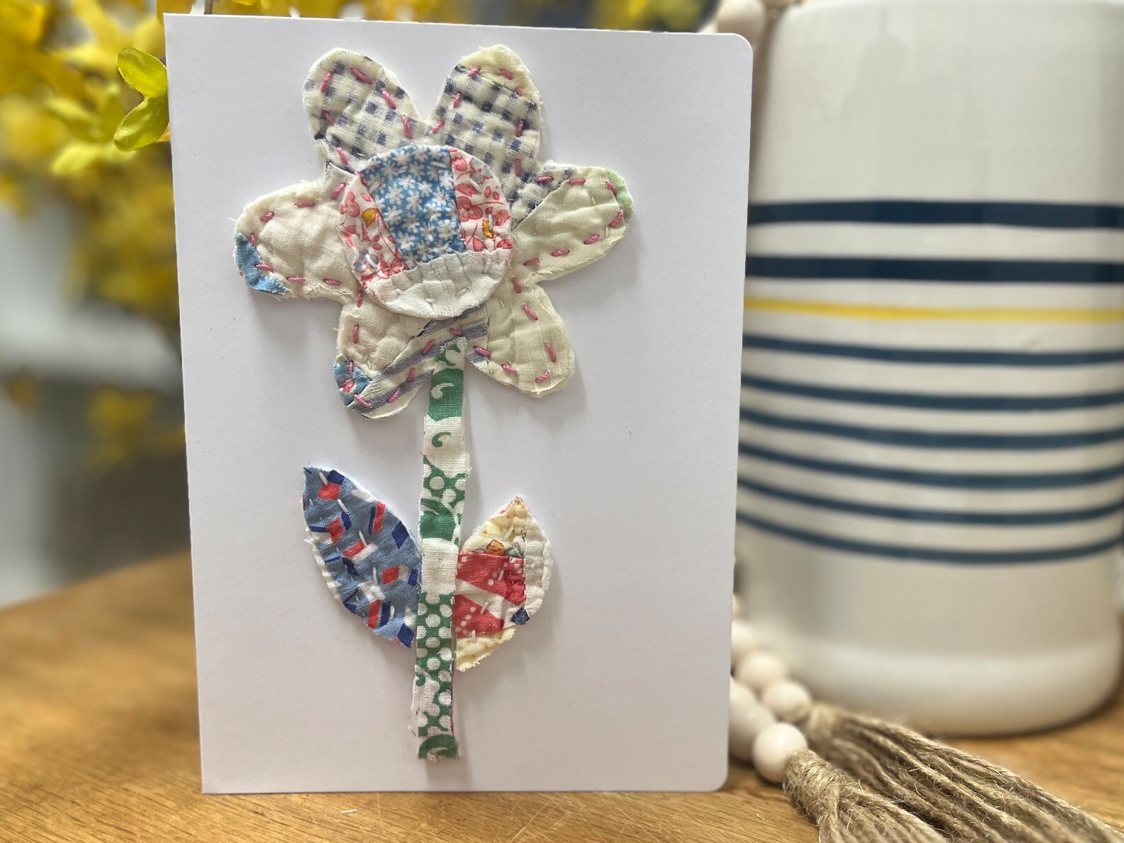 Quilted Note Cards, Quilted Flower Greeting Cards, Vintage Quilt ...