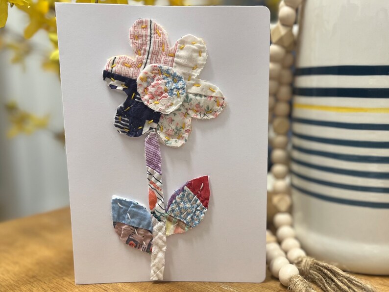 Quilted Note Cards, Quilted Flower Greeting Cards, Vintage Quilt ...