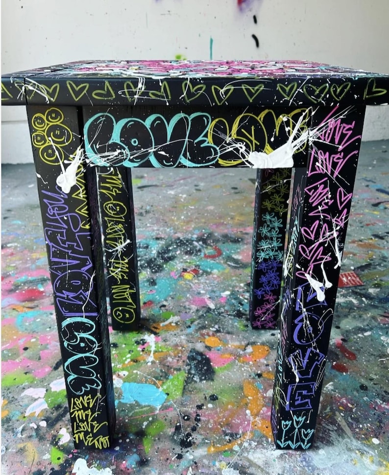 Table, Side Table, End Table, Nightstand, Furniture, Graffiti, Art ...