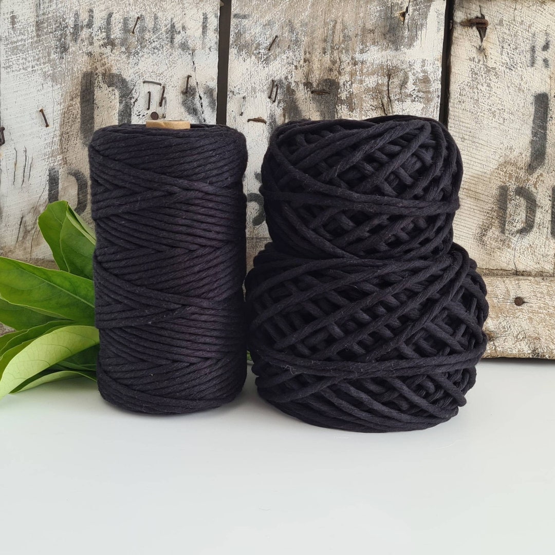 Pitch Black Macrame Cord Single Twist 4mm - Etsy Australia