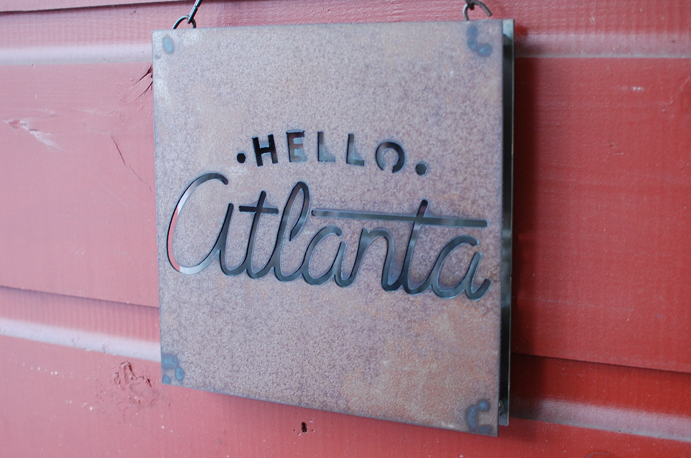 Hello Atlanta City Sign Metal Sign Quote Atlanta Sign City | Etsy
