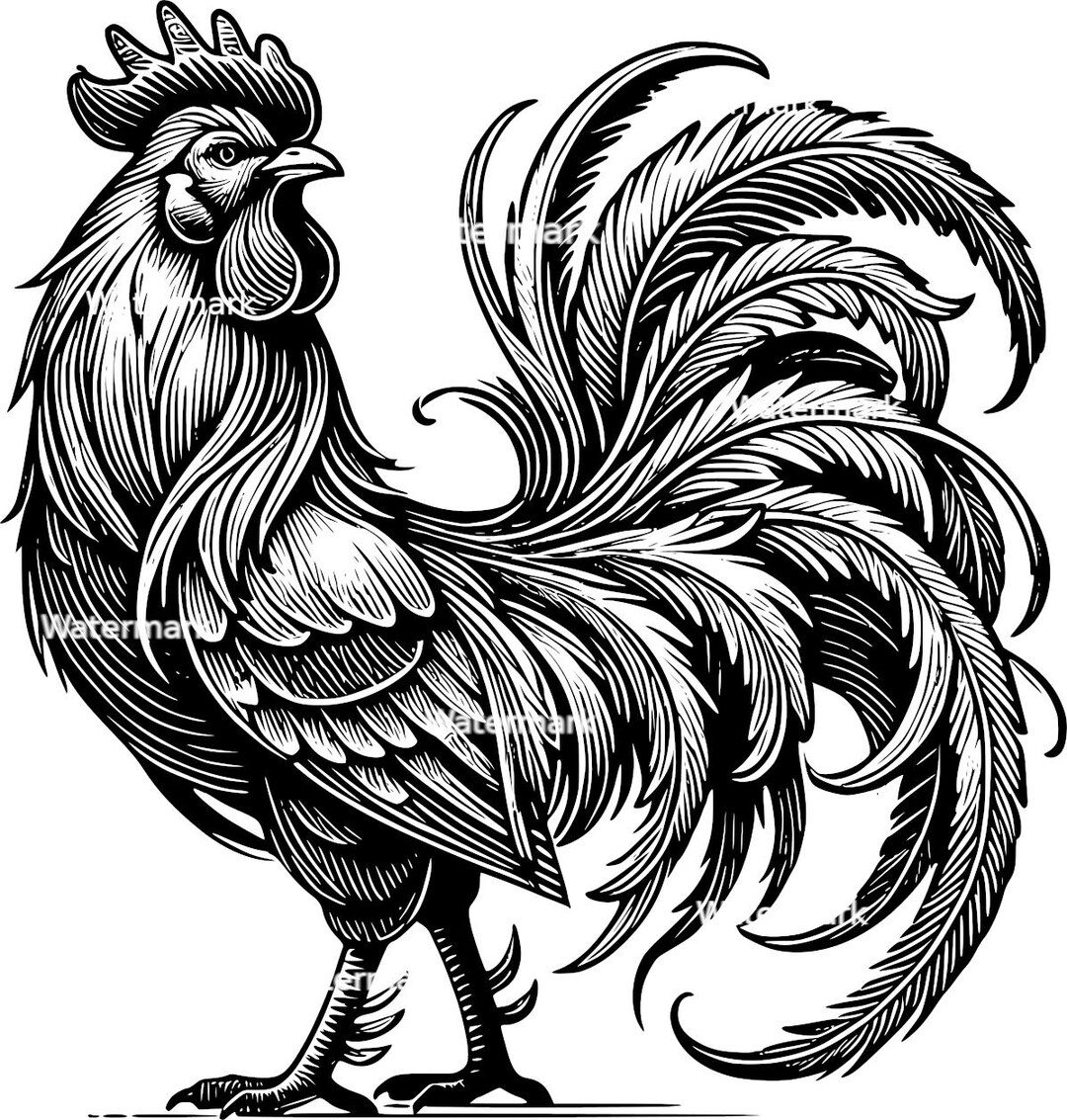Rooster, PNG, SVG, DXF Files. Rooster Laser Engraving Files. Rooster ...