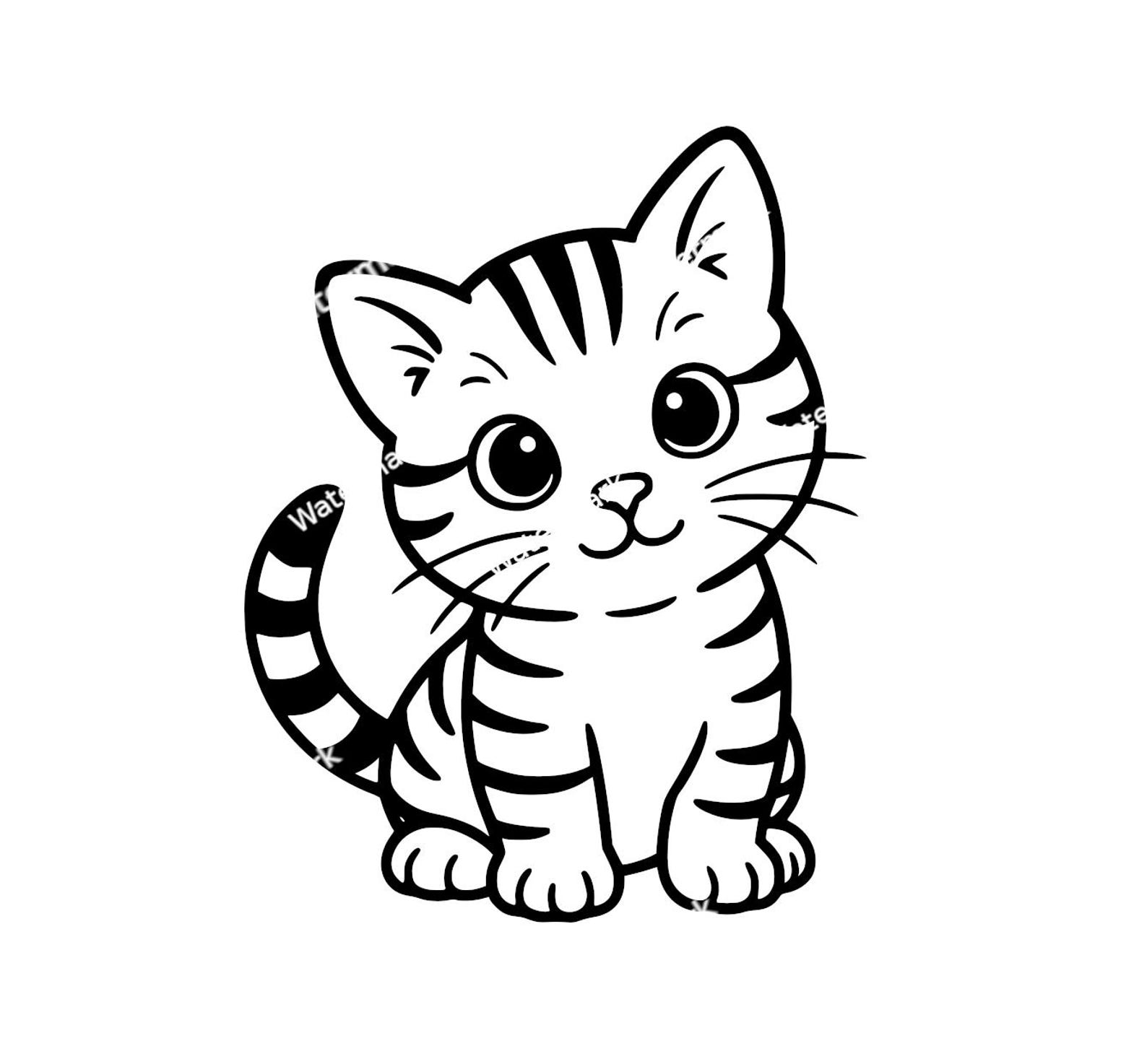 Cute Cat Line Art. PNG, SVG, DXF Files. Vector Graphic Files. Clip Art ...