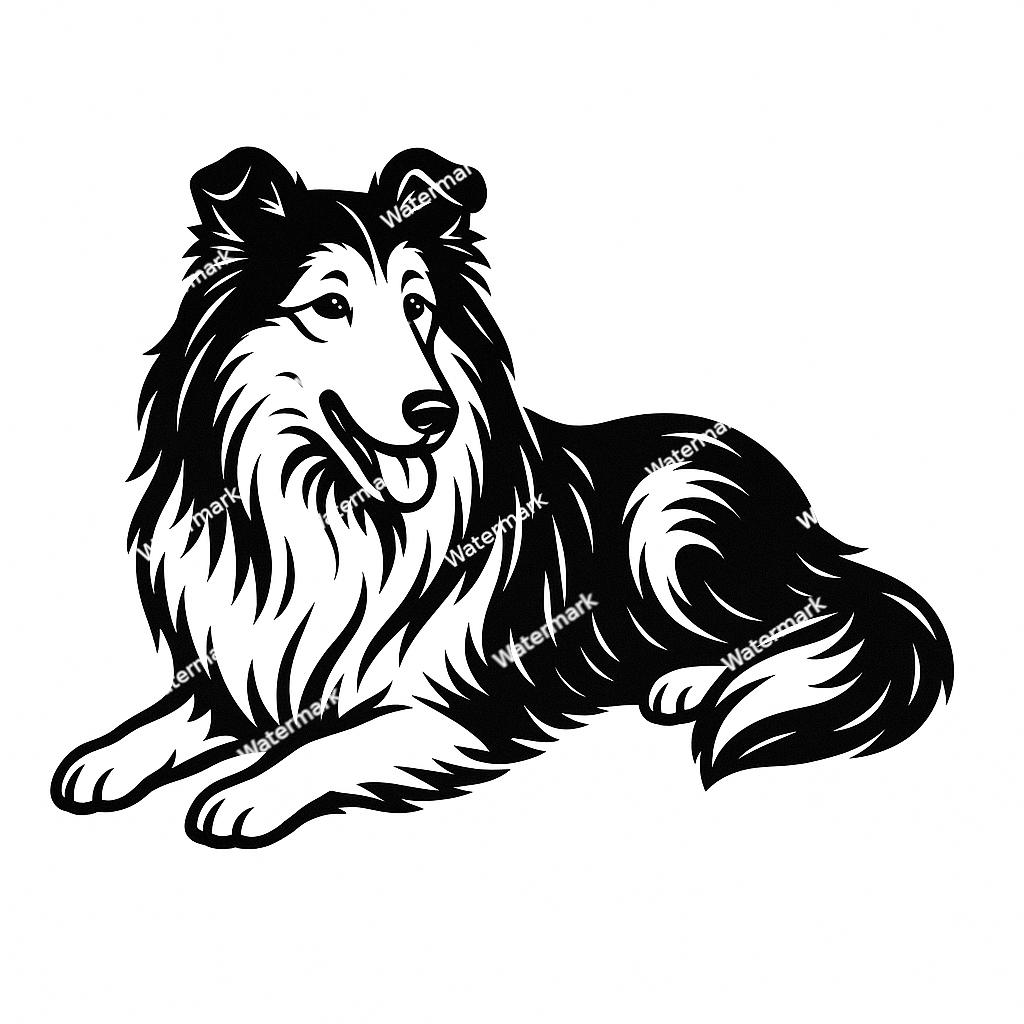 Rough Collie Laying PNG, SVG, DXF Files. Cricut File. Vector Graphic ...