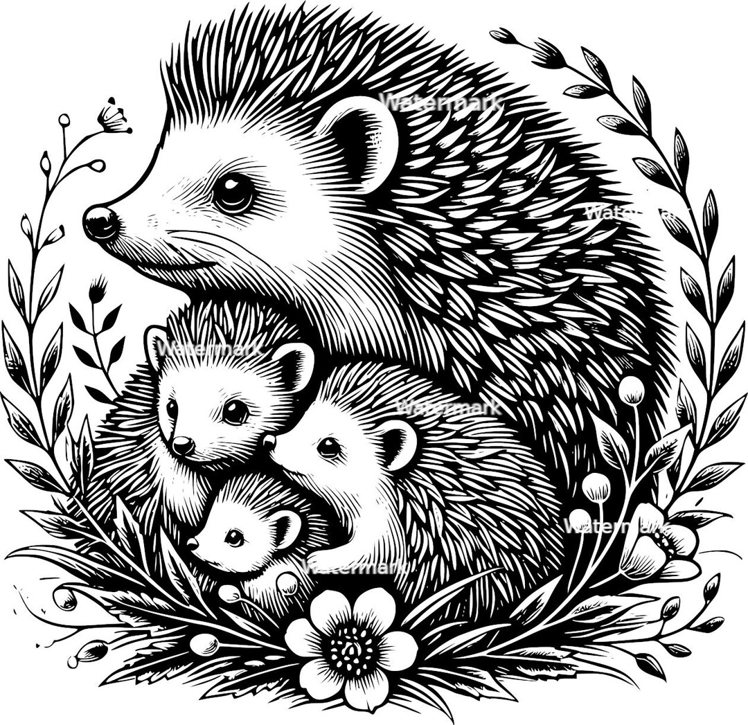 Hedgehogs Family PNG, SVG, DXF Files. Hedgehog Vector. Hedgehog Laser ...