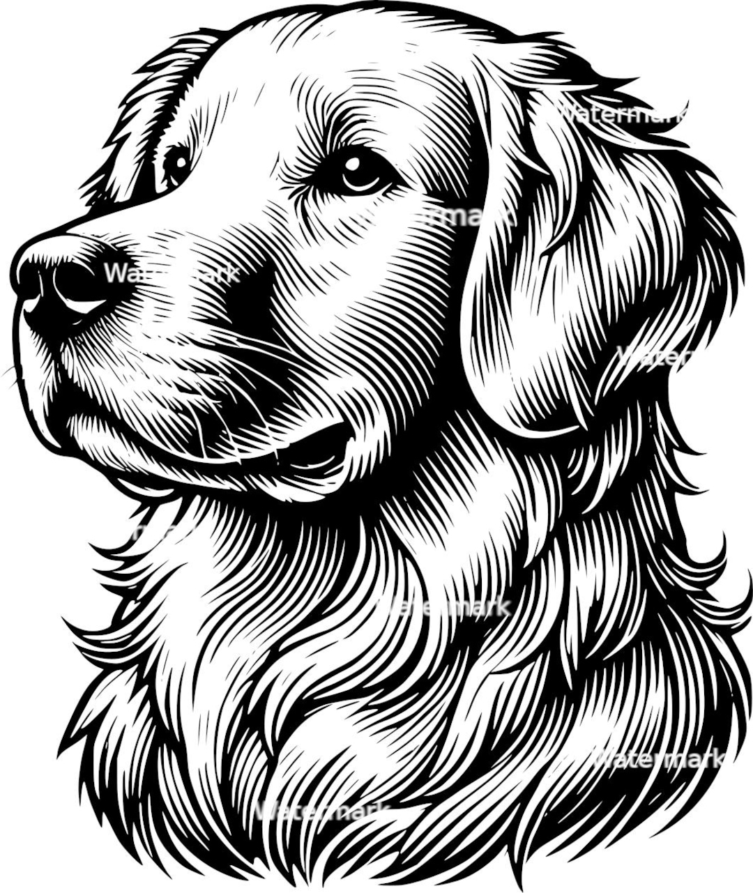 Golden Retriever SVG PNG DXF | Dog Head Clipart | Laser Engraving Cnc ...