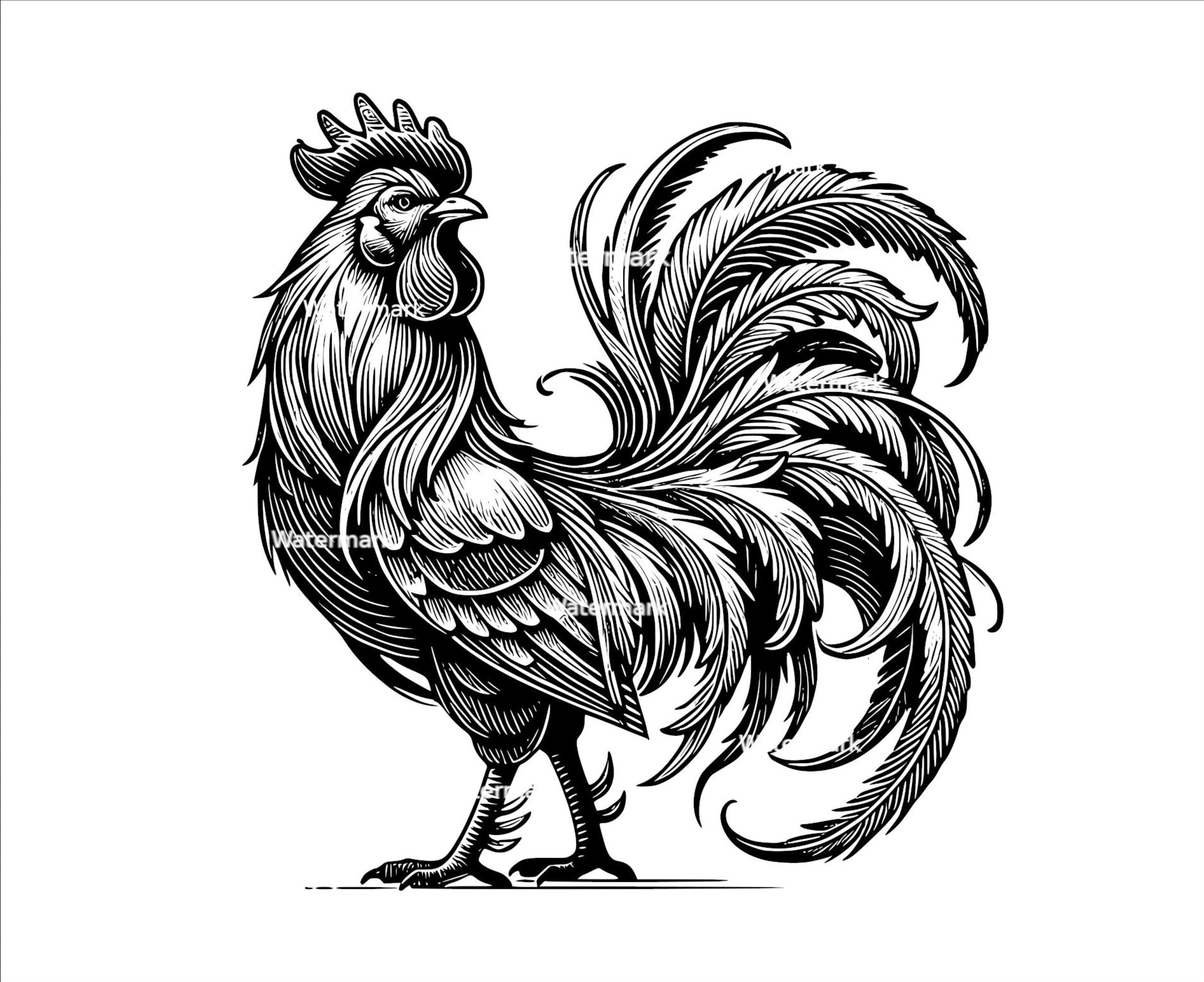 Rooster, PNG, SVG, DXF Files. Rooster Laser Engraving Files. Rooster ...