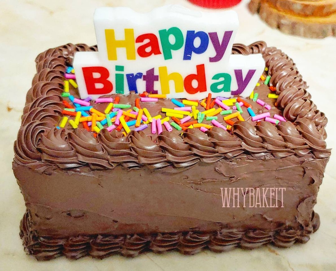 Zero Calorie Mini Mini Faux Chocolate Sheet Cake - Happy Birthday ...
