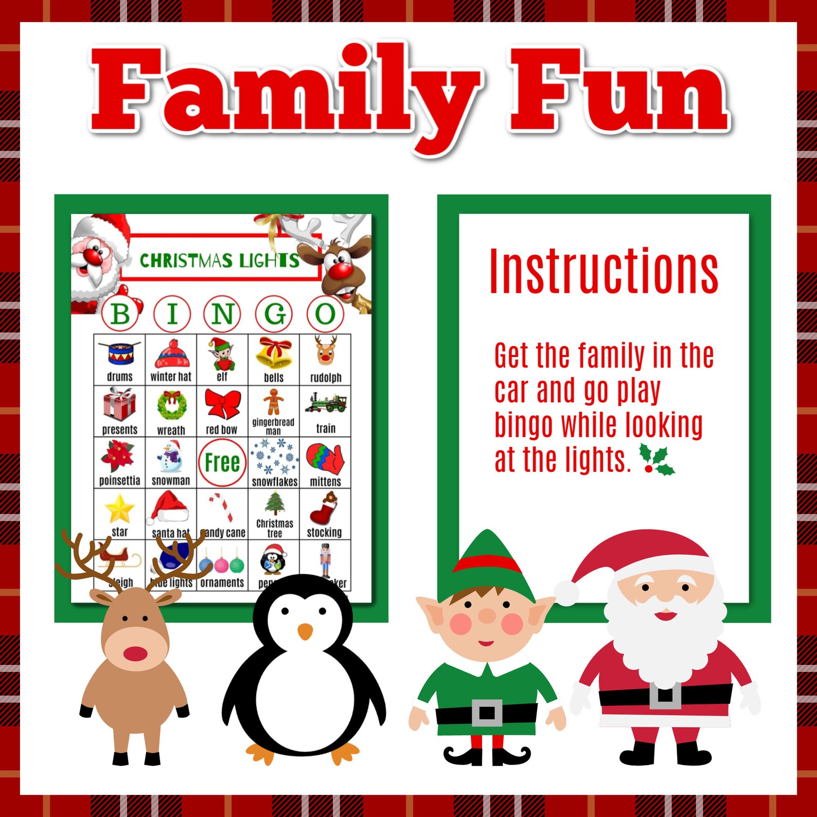 Christmas Bingo, Christmas Lights Bingo, Bingo Cards, Bingo Printable ...