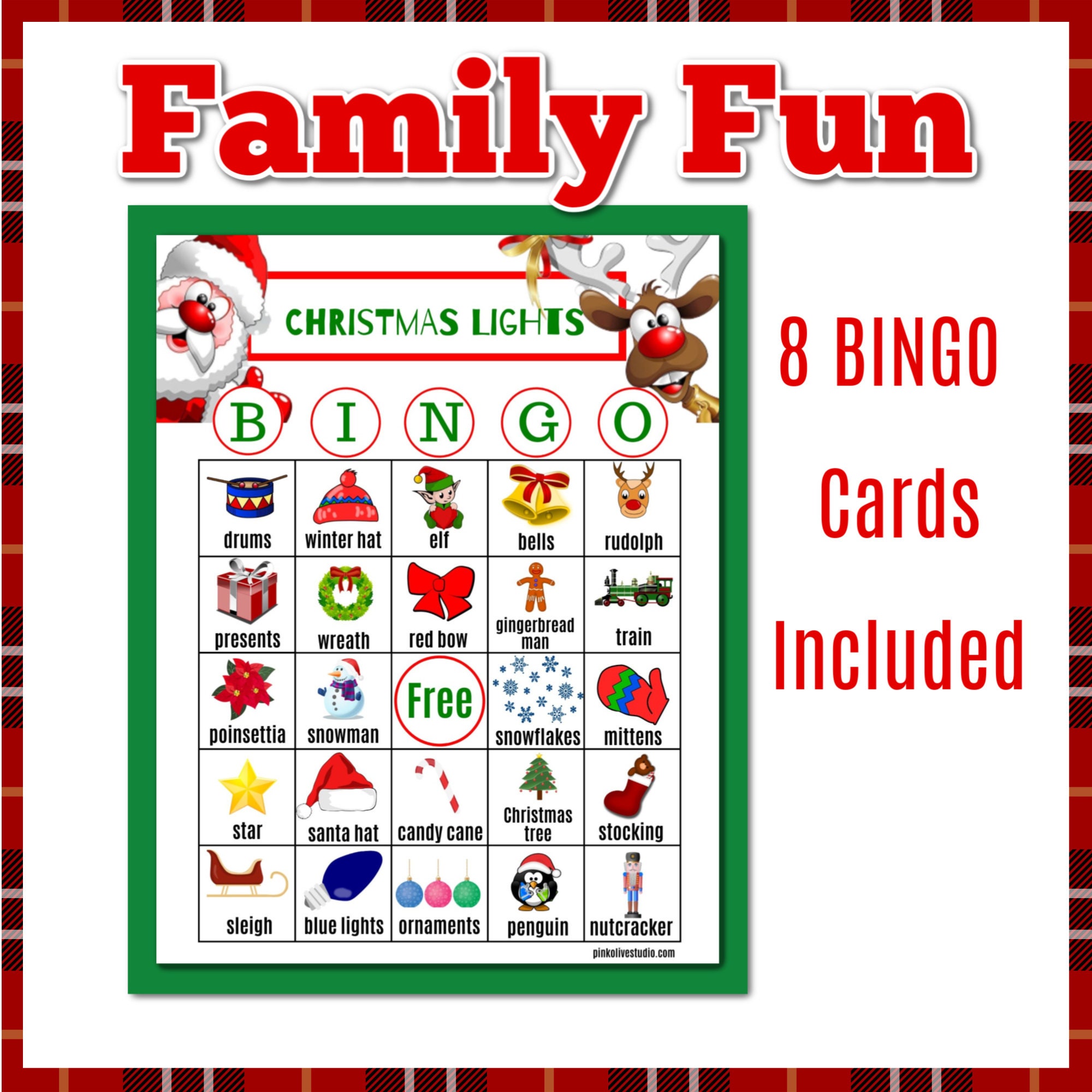 Christmas Bingo, Christmas Lights Bingo, Bingo Cards, Bingo Printable ...