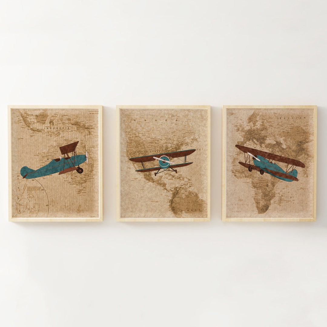Airplane Nursery Wall Decor - Airplane Decor - Vintage Airplane Nursery ...
