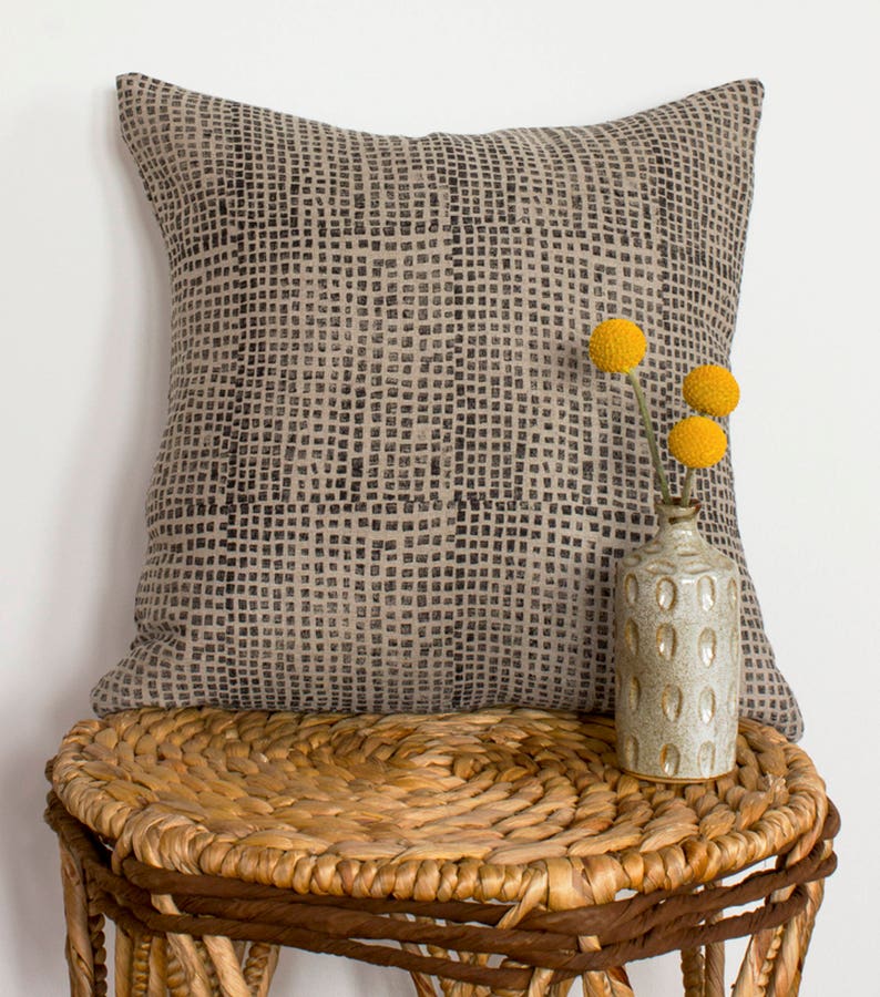18 X 18 Hand Block Printed Reed Pillow - Etsy
