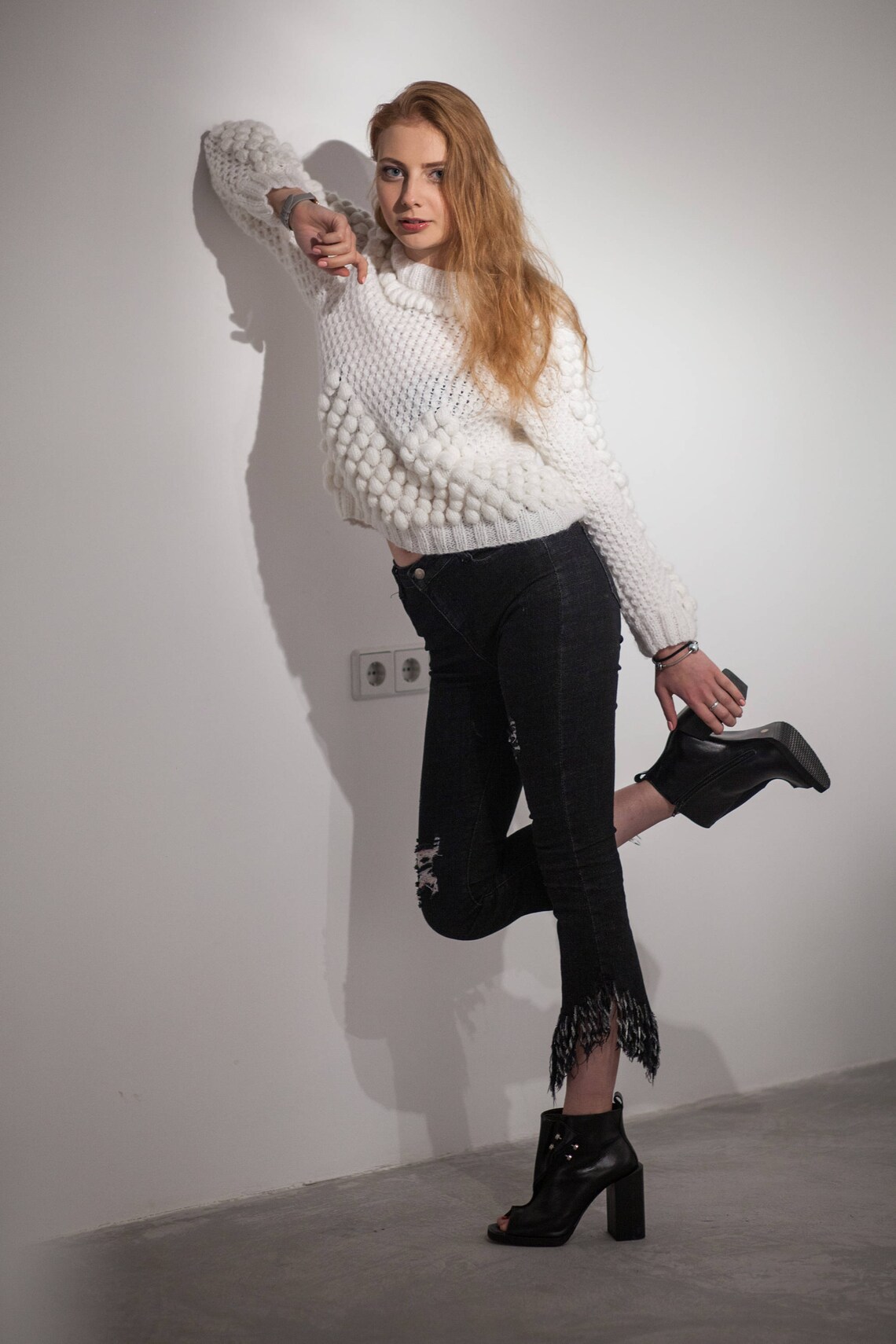 White cable knit sweater chunky knitted pullover bride | Etsy