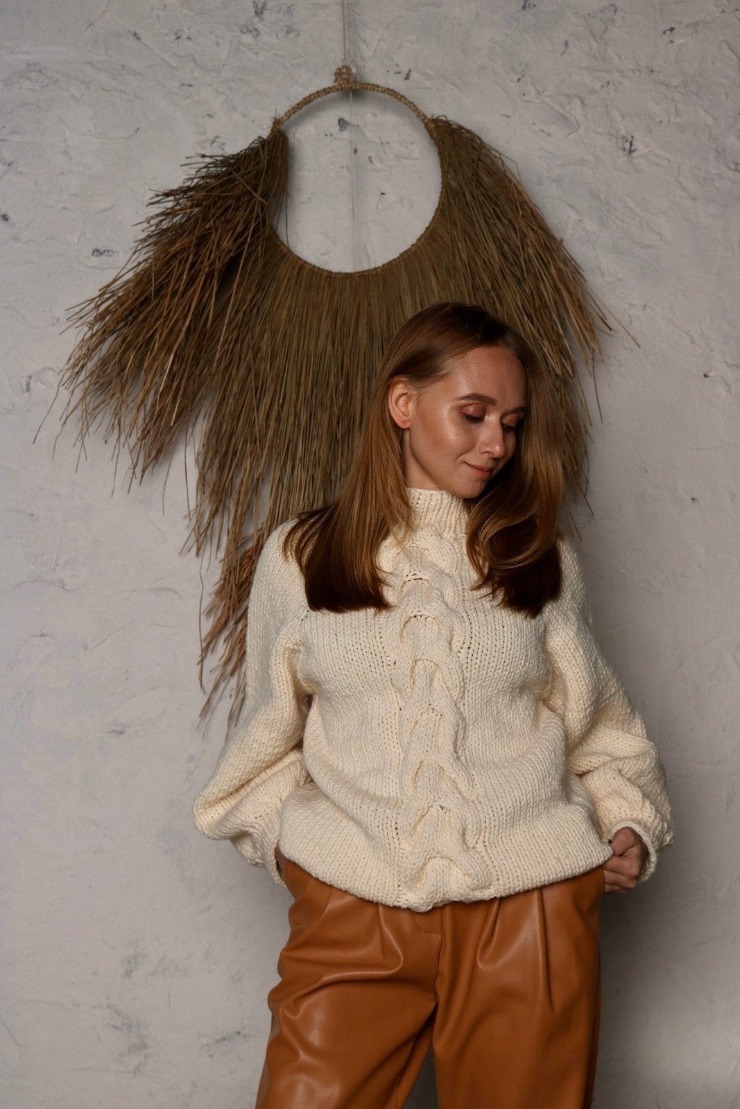 White chunky sweater cozy wool oversized turtleneck sweater | Etsy