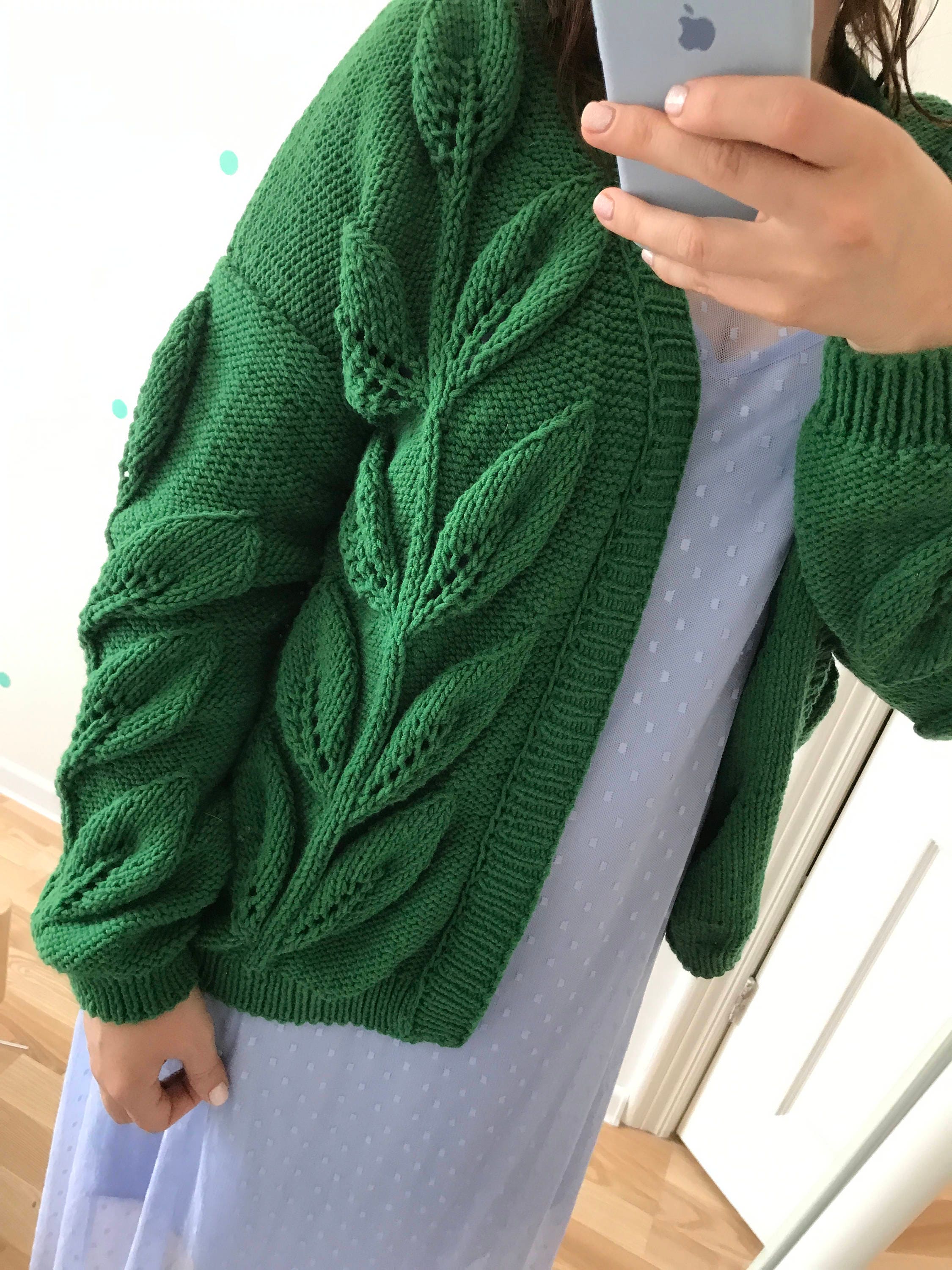 Green Chunky Knit Cardigan Cotton Oversized Sweater - Etsy