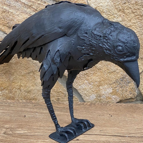 Crow Garden Sculpture Bird Iron Gift Crow Figurine | Etsy