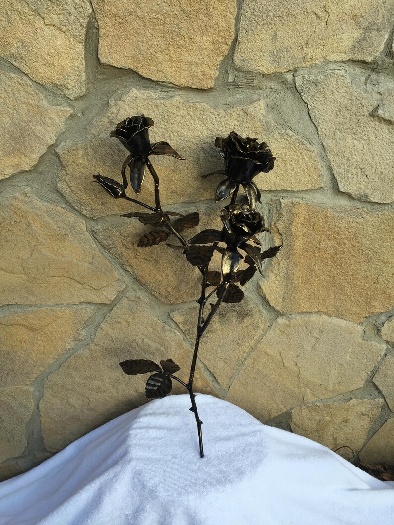 Hand Forged Rose With a Stand Welded Rose Rose - Etsy