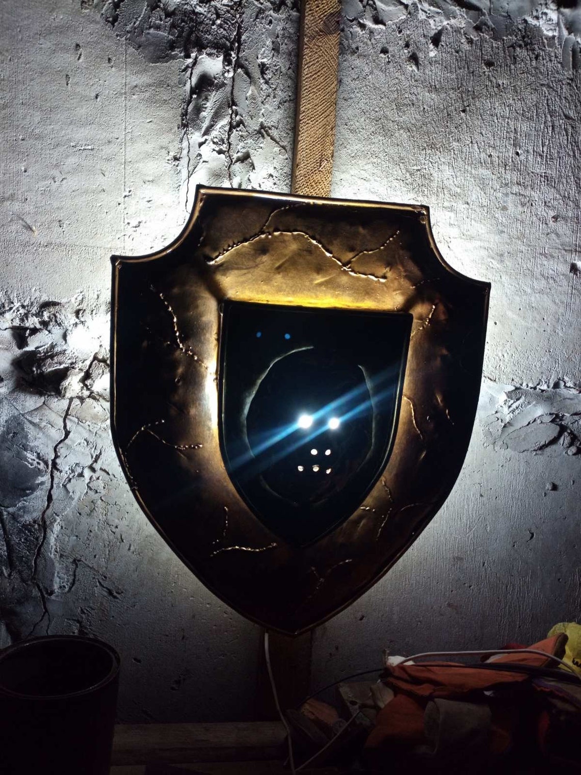 Wall Sconce Lion Shield Viking Shield Man Cave Sconce - Etsy