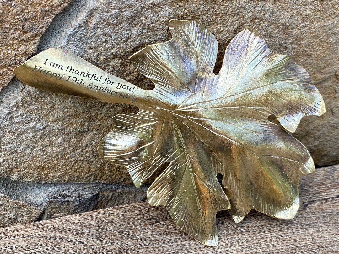 Engraved Bronze Leaf, Bronze Anniversary Gift, Bronze Gifts, 8 Year ...