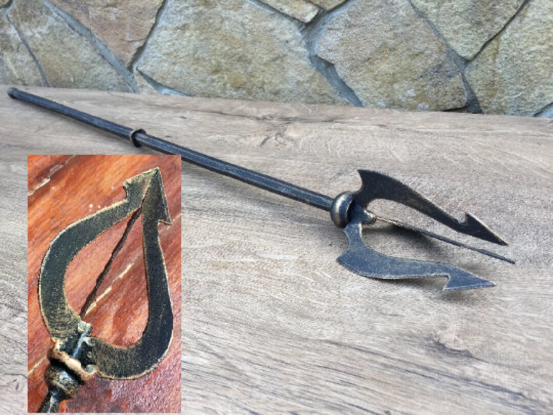 Hand Forged Trident, Trident of Poseidon, Trident Charm, Trident Crown ...
