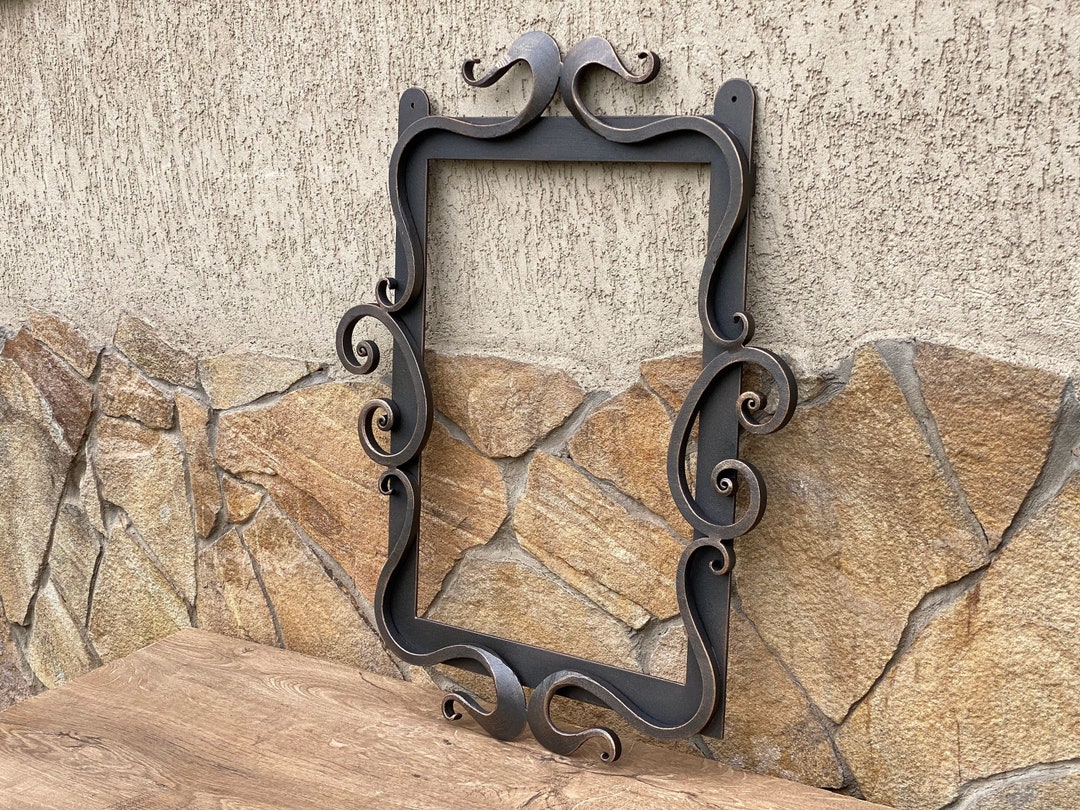 Hand Forged Mirror Frame, Iron Anniversary Gift for Her, Hand Forged ...