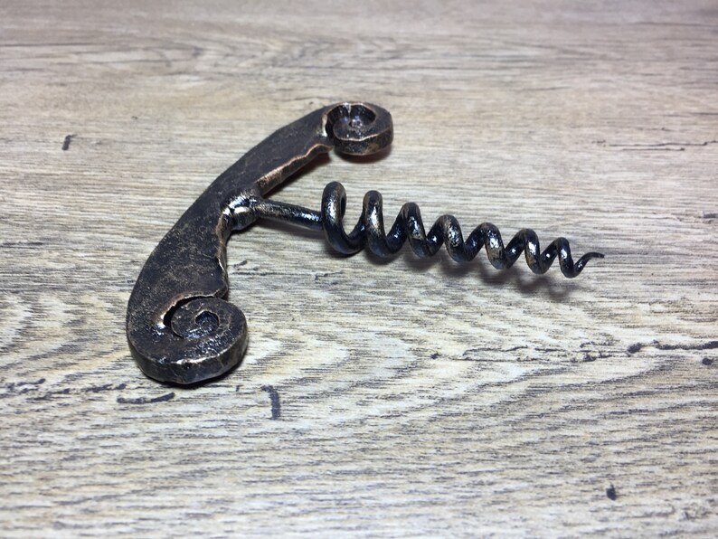Corkscrew Bottle Opener Hand Forged Corkscrewwrought Iron - Etsy