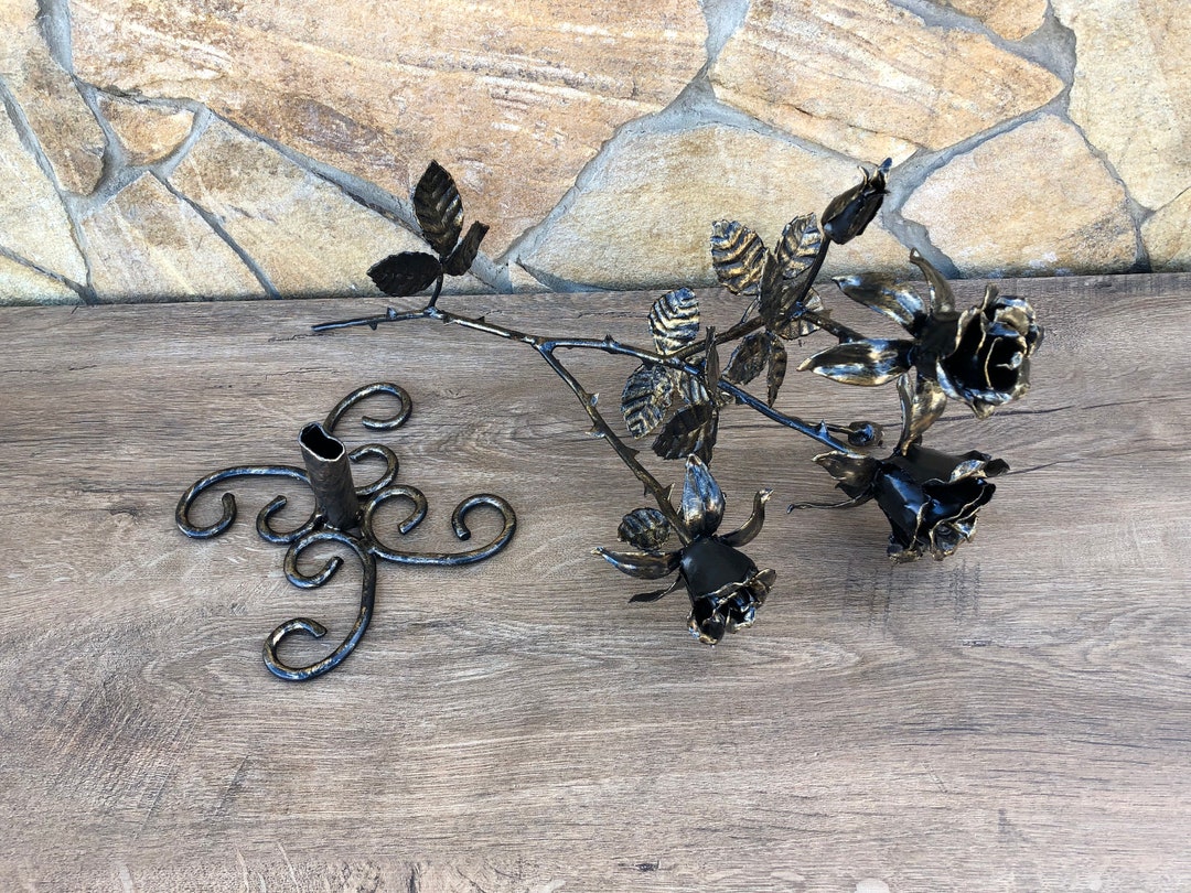 Hand Forged Rose With a Stand, Welded Rose, Rose Sculpture,iron Flower ...