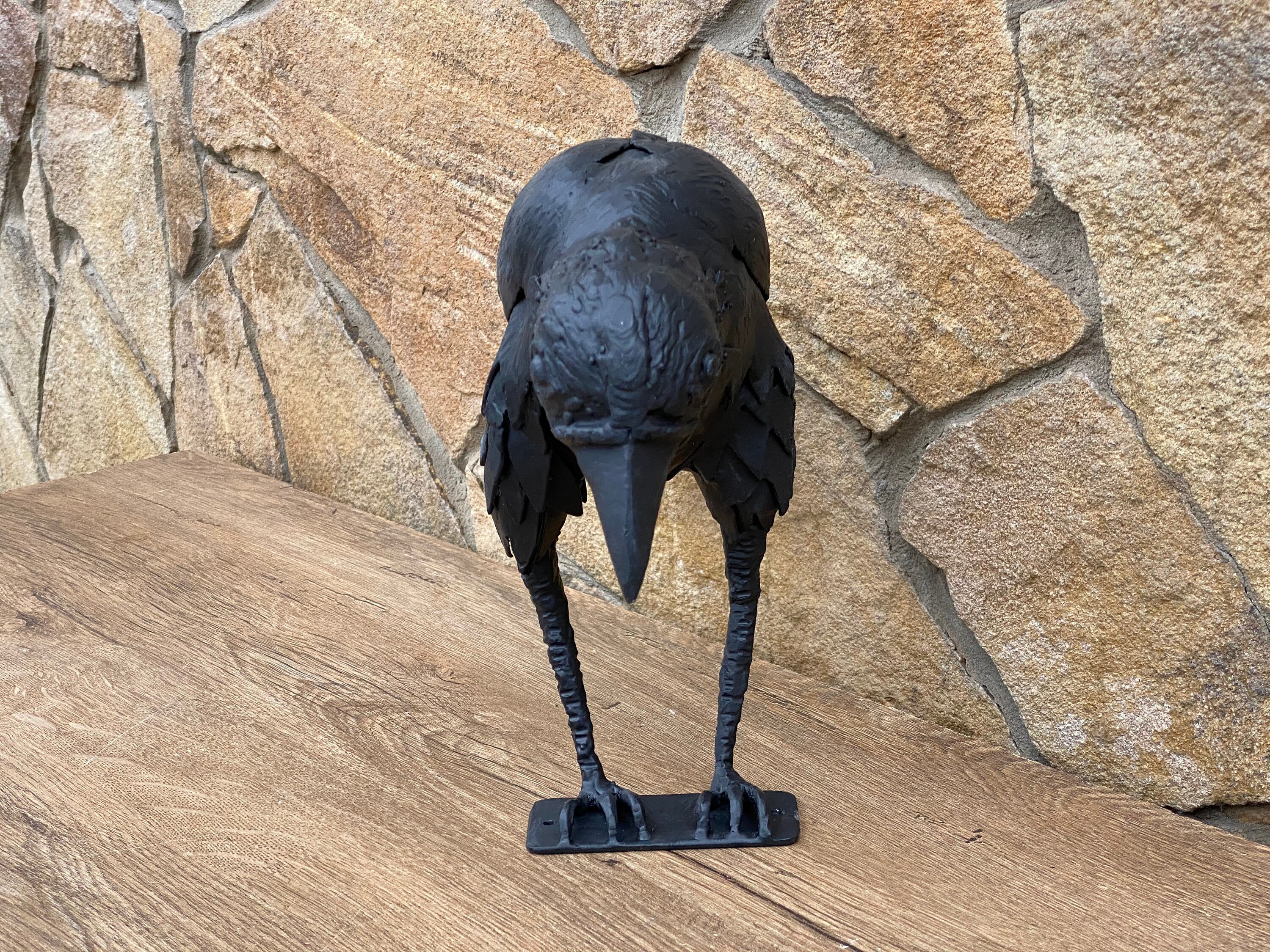 Crow Garden Sculpture Bird Iron Gift Crow Figurine - Etsy Canada