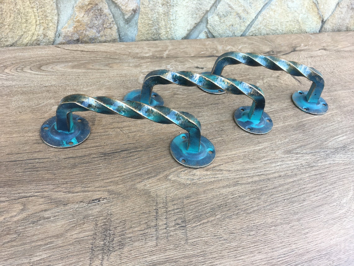 A Set of 3 Door Handles Barn Door Handleiron Anniversary | Etsy