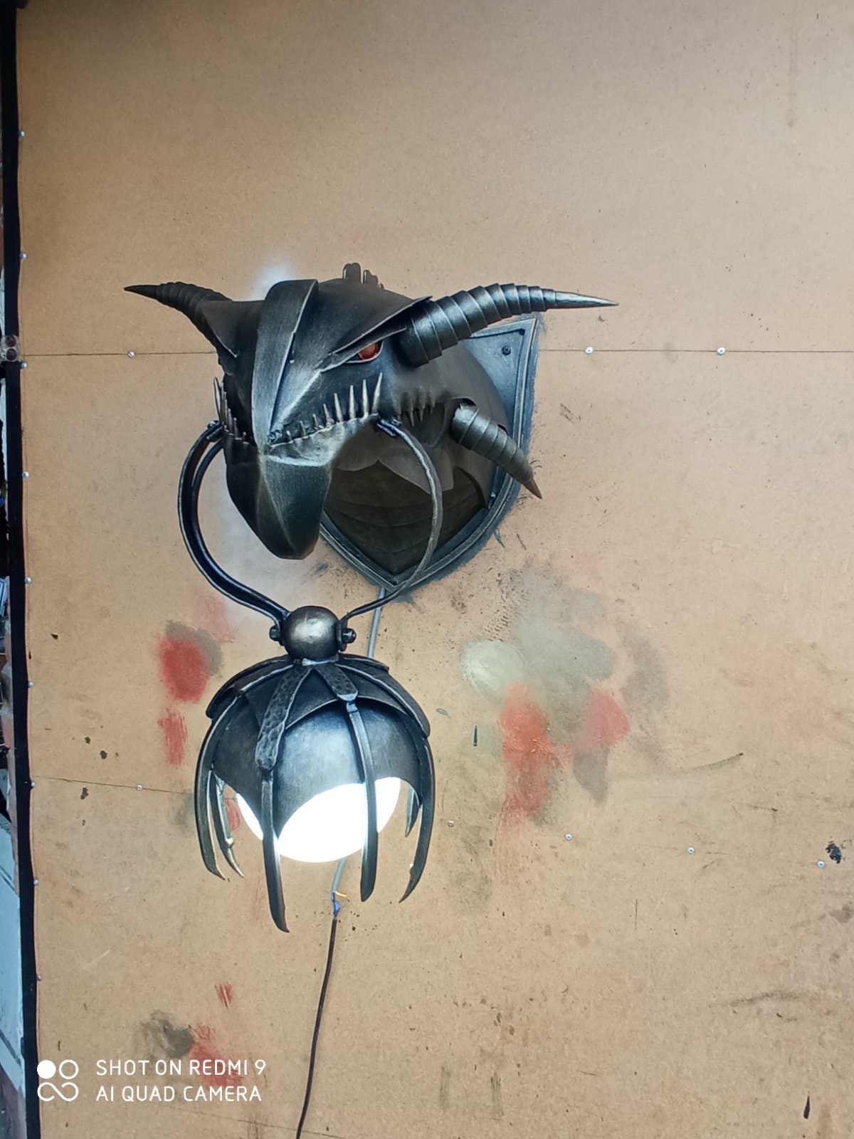 Wall sconce dragon porch lamp hand forged lamp predator | Etsy