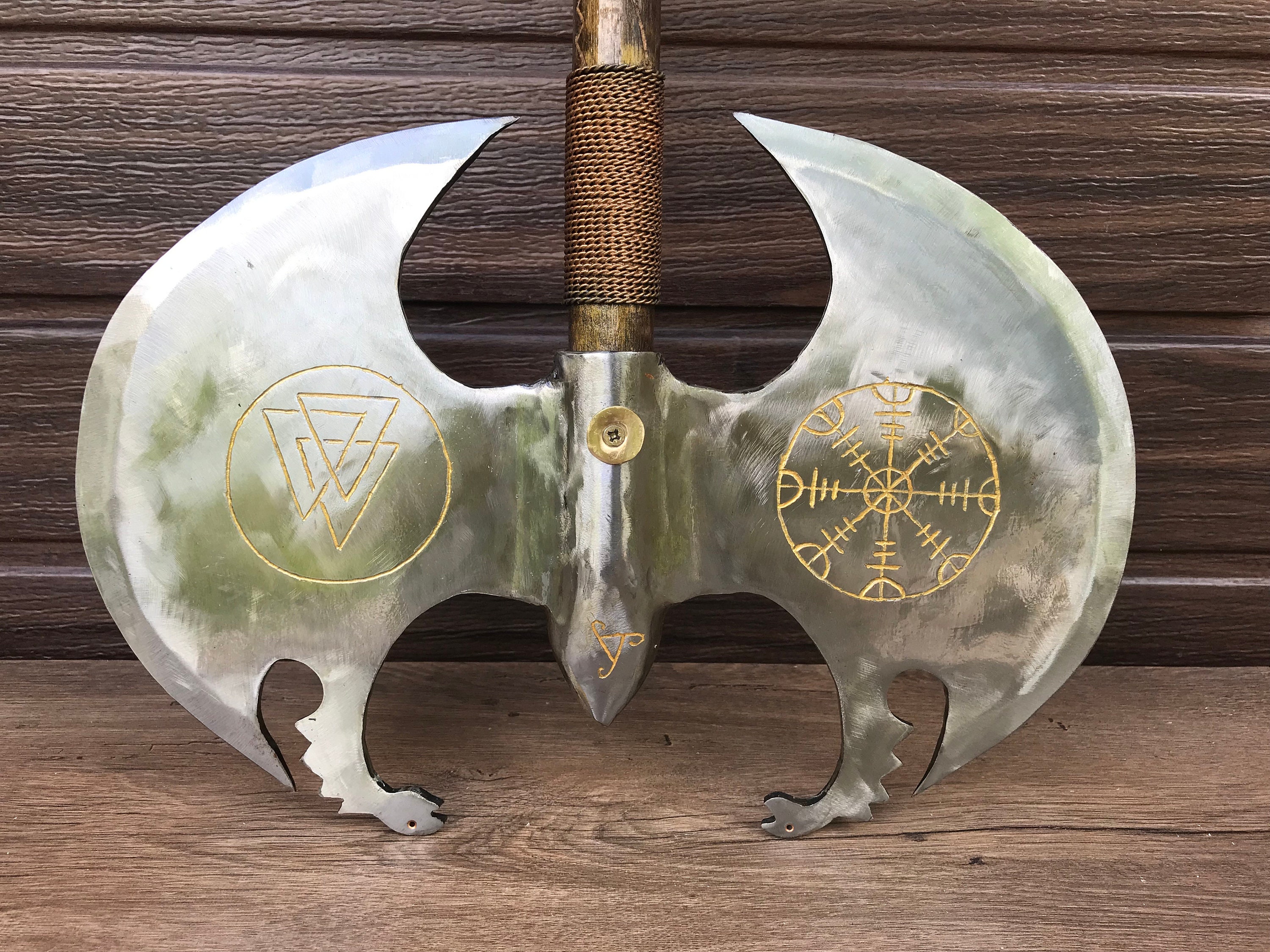 Runic axe medieval axe axe gift valknut vegvisir runic | Etsy